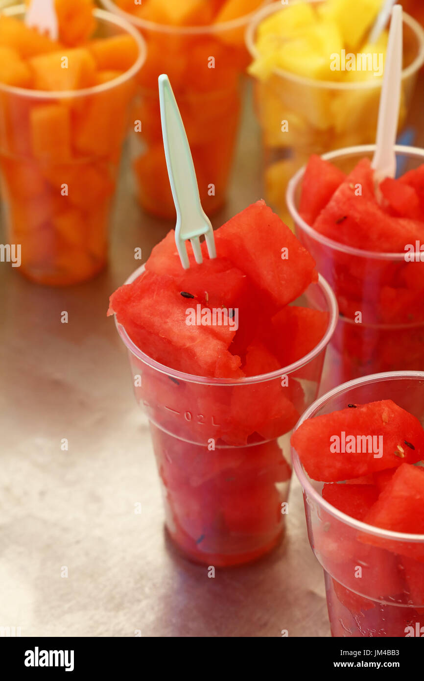 Fruit salad stall hi-res stock photography and images - Alamy