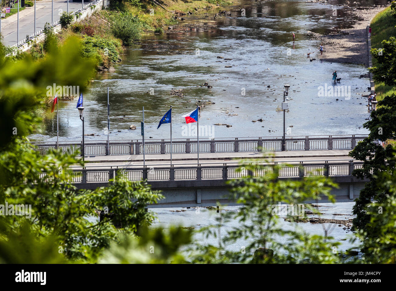 Polish - Czech border bridge over the Olza River at Cieszyn - Cesky ...