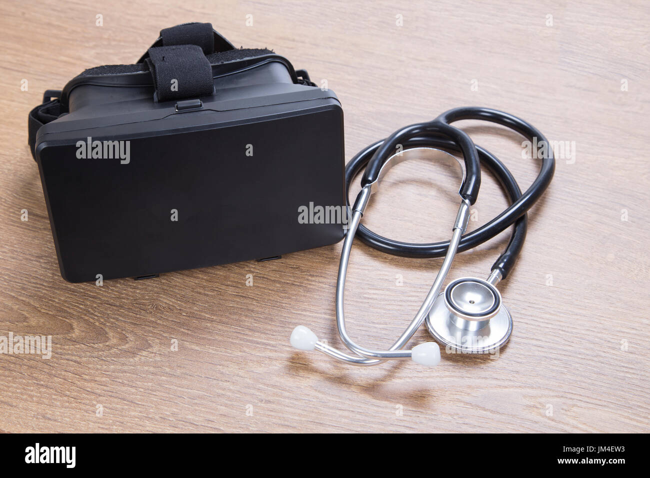 3d virtual reality VR headset with a stethoscope in a concept of ...