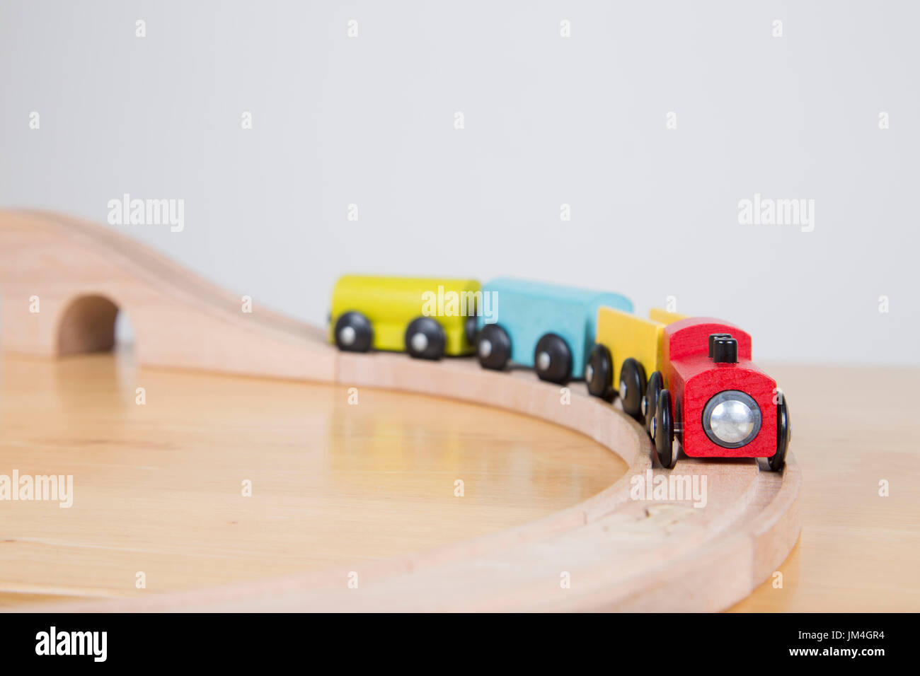 Toy train set on table top - journey concept Stock Photo - Alamy