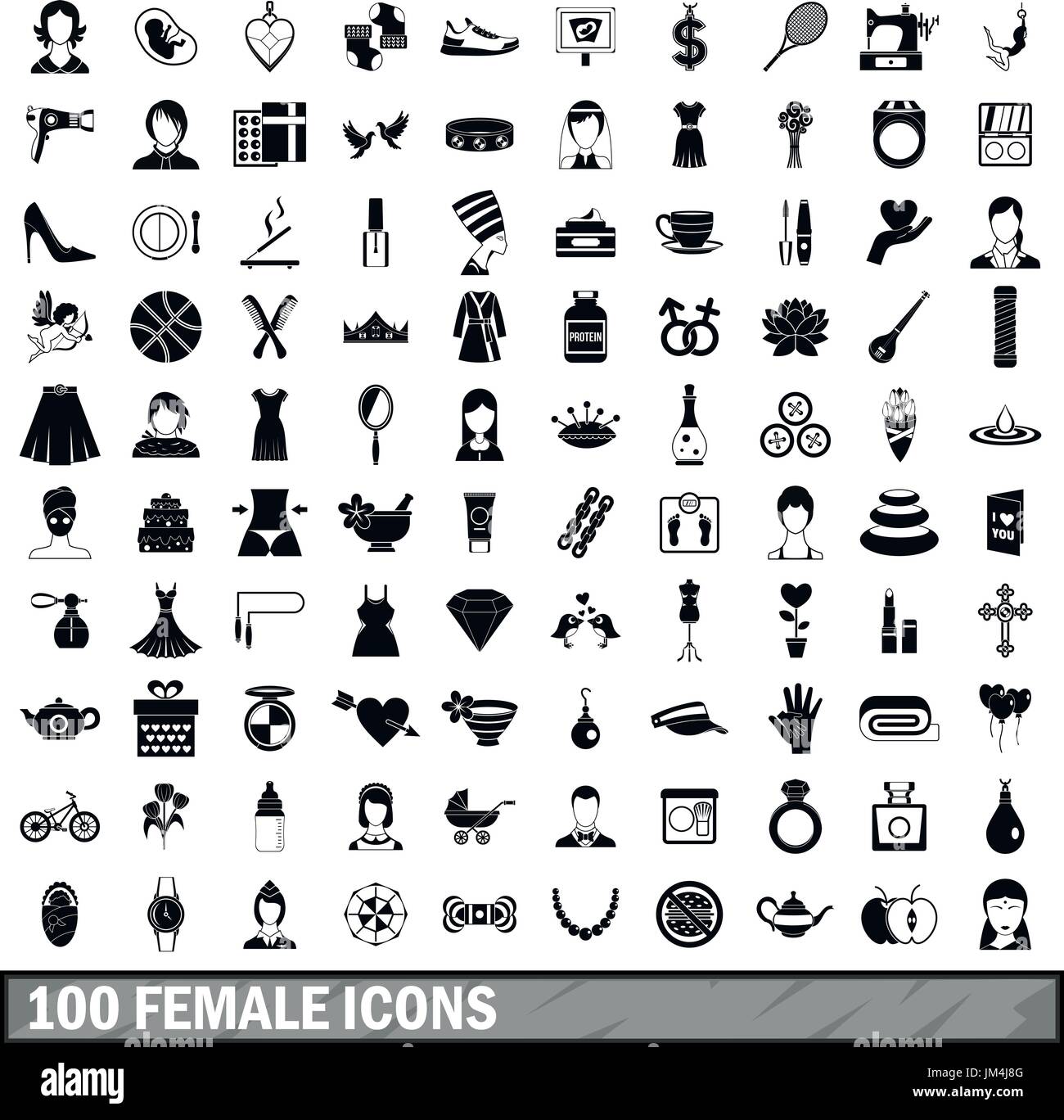 100 female icons set, simple style Stock Vector Image & Art - Alamy