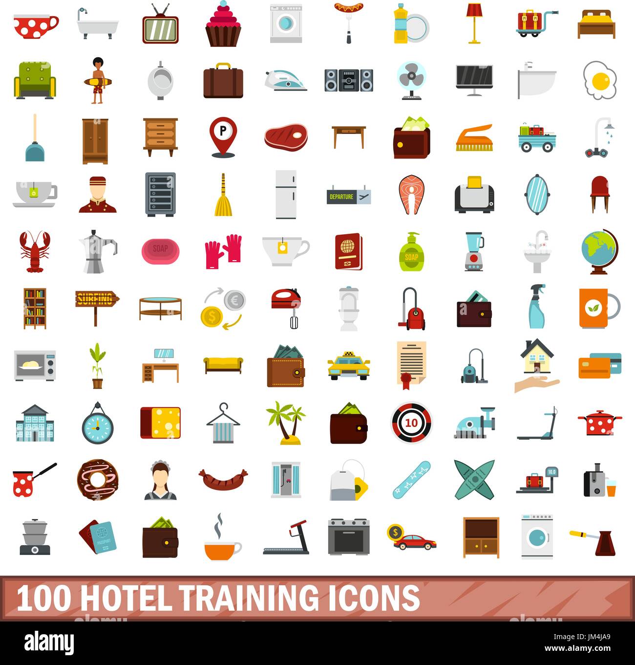 100 hotel training icons set, flat style Stock Vector Image & Art - Alamy
