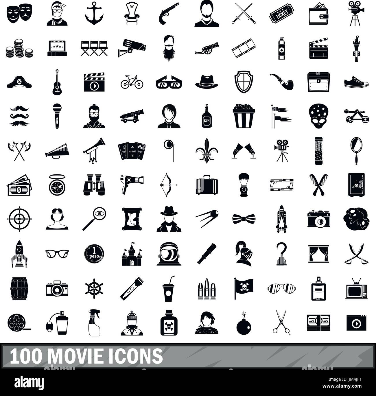 100 movie icons set, simple style Stock Vector Image & Art - Alamy