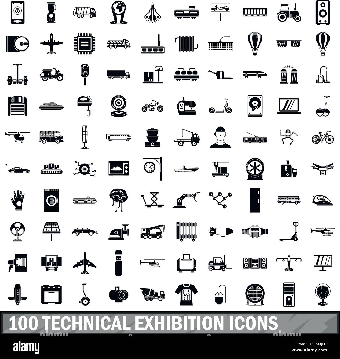 100 technical exhibition icons set, simple style Stock Vector Image & Art - Alamy