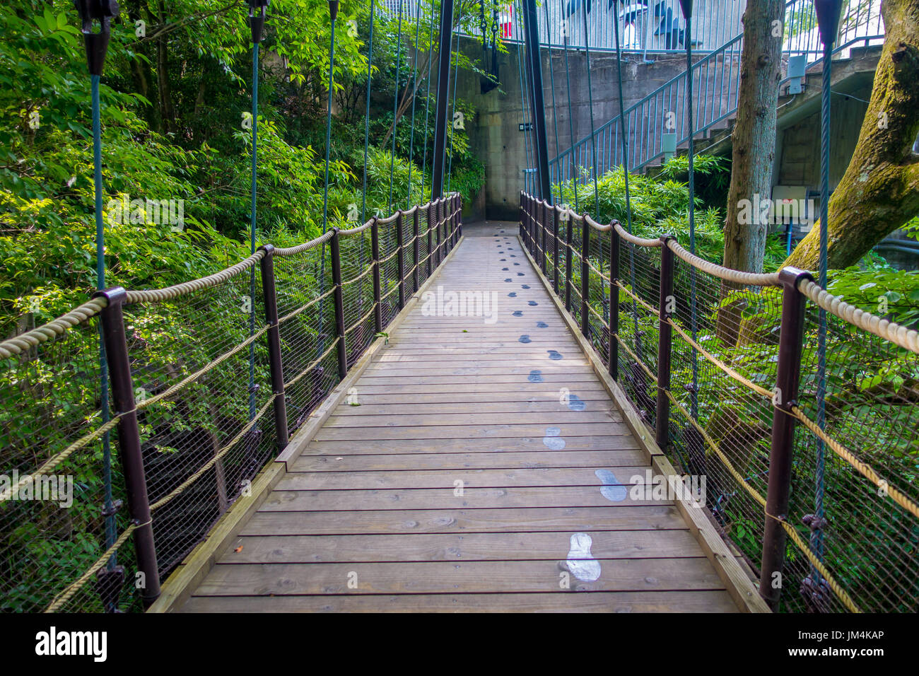 HAKONE, JAPAN - JULY 02, 2017: Beautiful bridge at Hakone open air ...