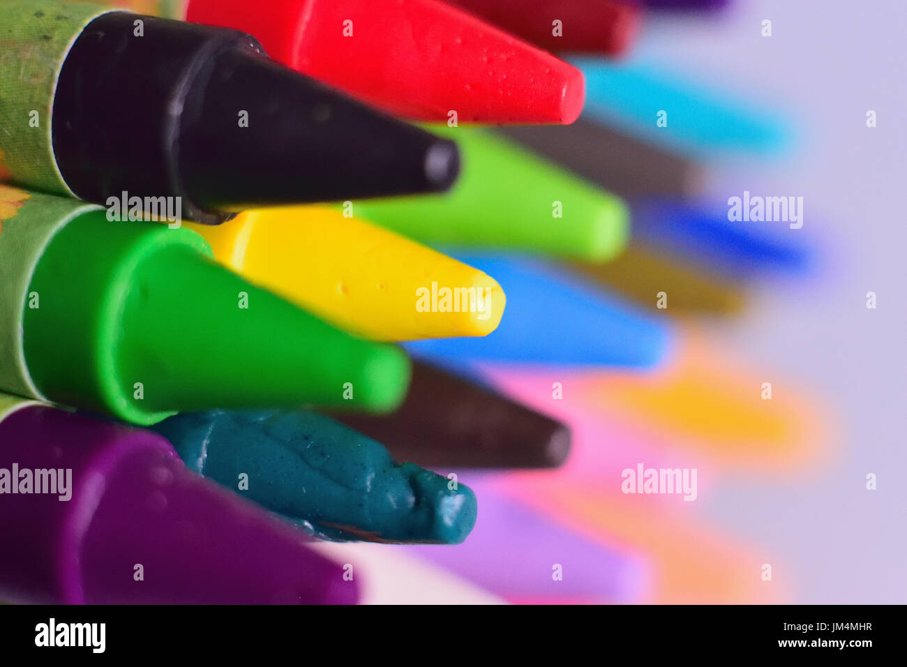 Macro details of colorful wax crayons Stock Photo - Alamy