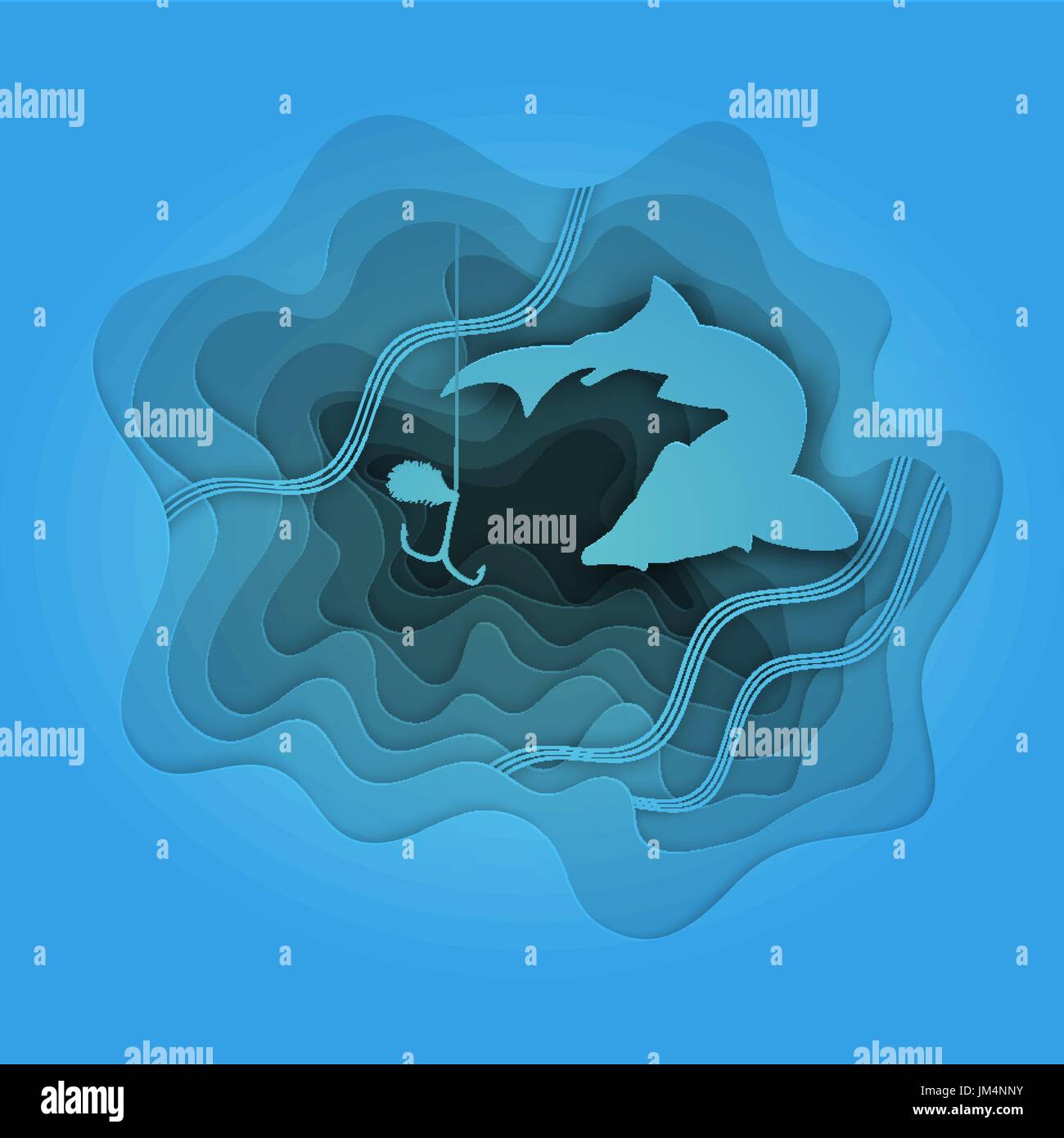 Vector illustration of fishing for bait of large fish Stock Vector ...