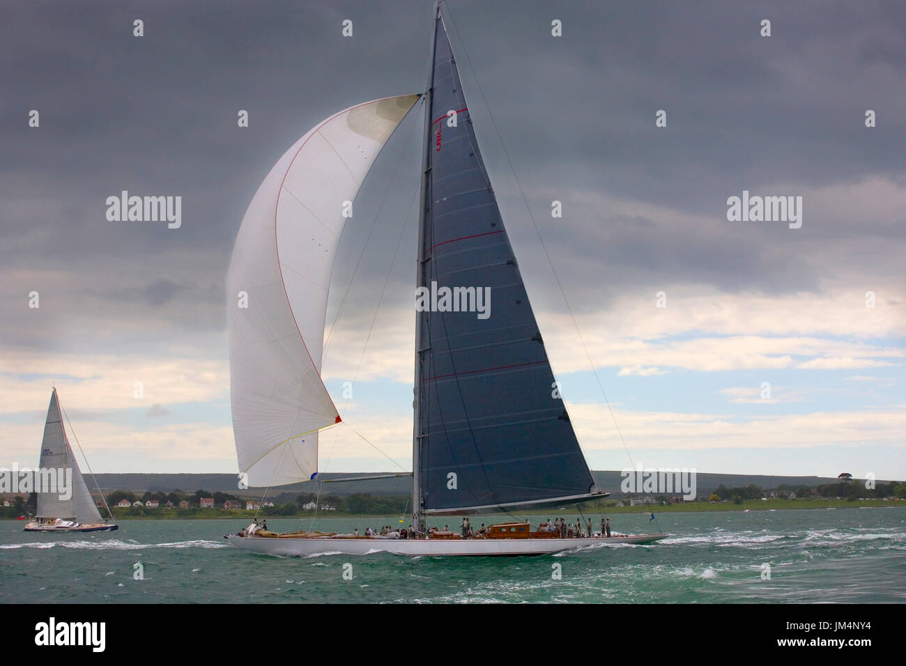 J-Class yacht "Ranger" (J5) on the last run to the finish off Cowes in ...
