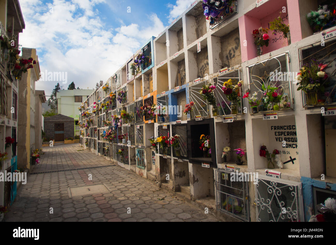 QUITO, ECUADOR- MAY 23, 2017: View of cemetery San Antonio de Pichincha ...