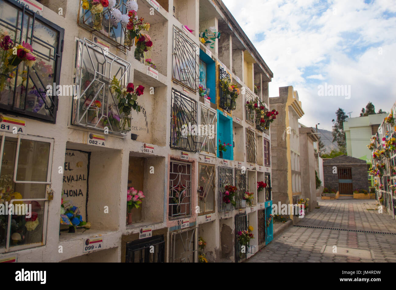 QUITO, ECUADOR- MAY 23, 2017: View of cemetery San Antonio de Pichincha ...