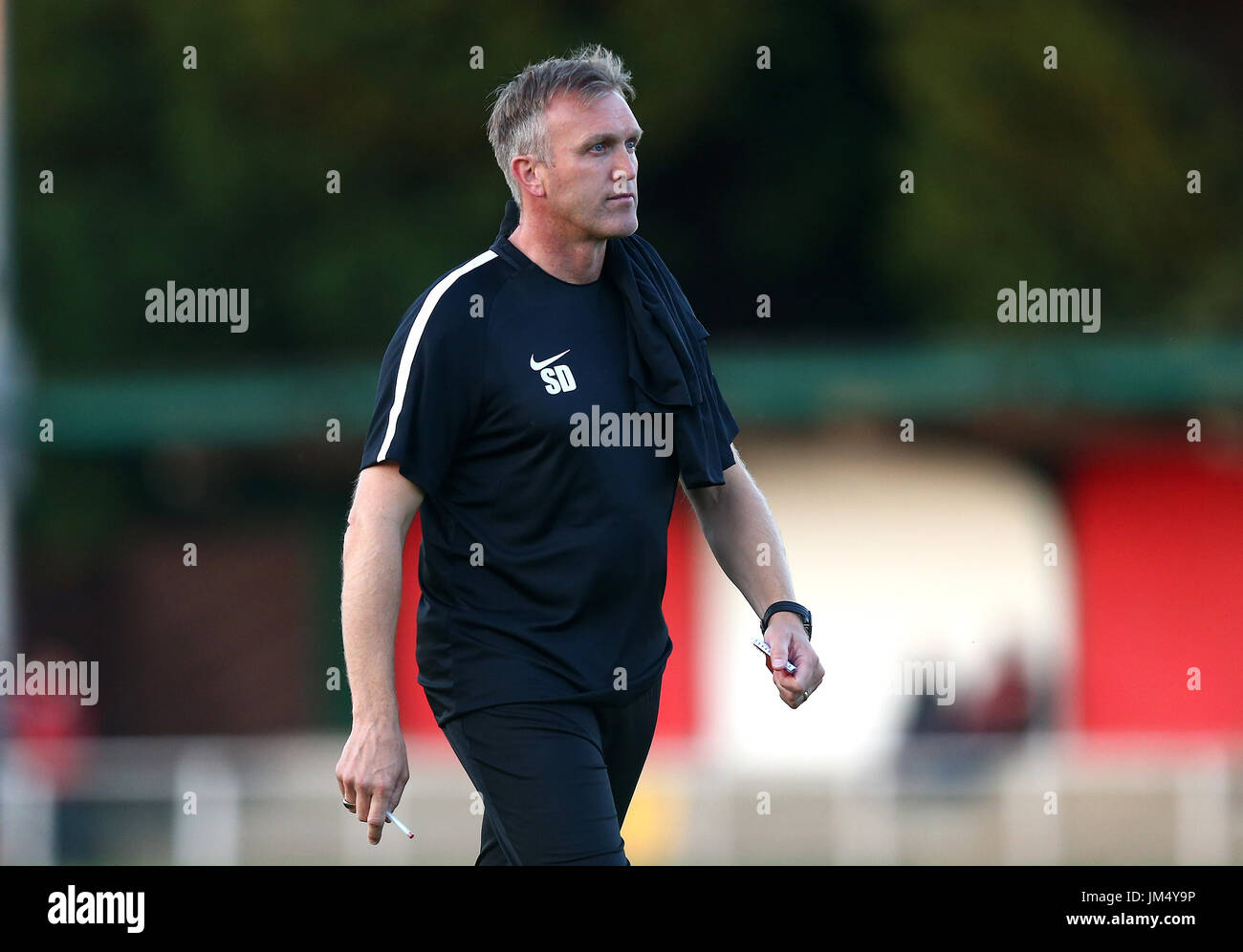 Leyton Orient manager Steve Davis leaves the field at half-time during ...