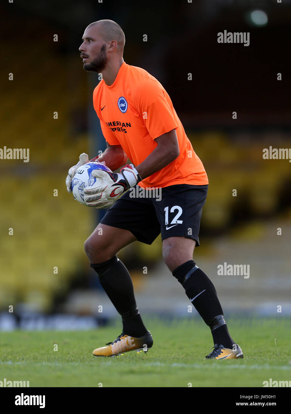 Brighton and Hove Albion's goalkeeper Niki Maenpaa during the pre ...
