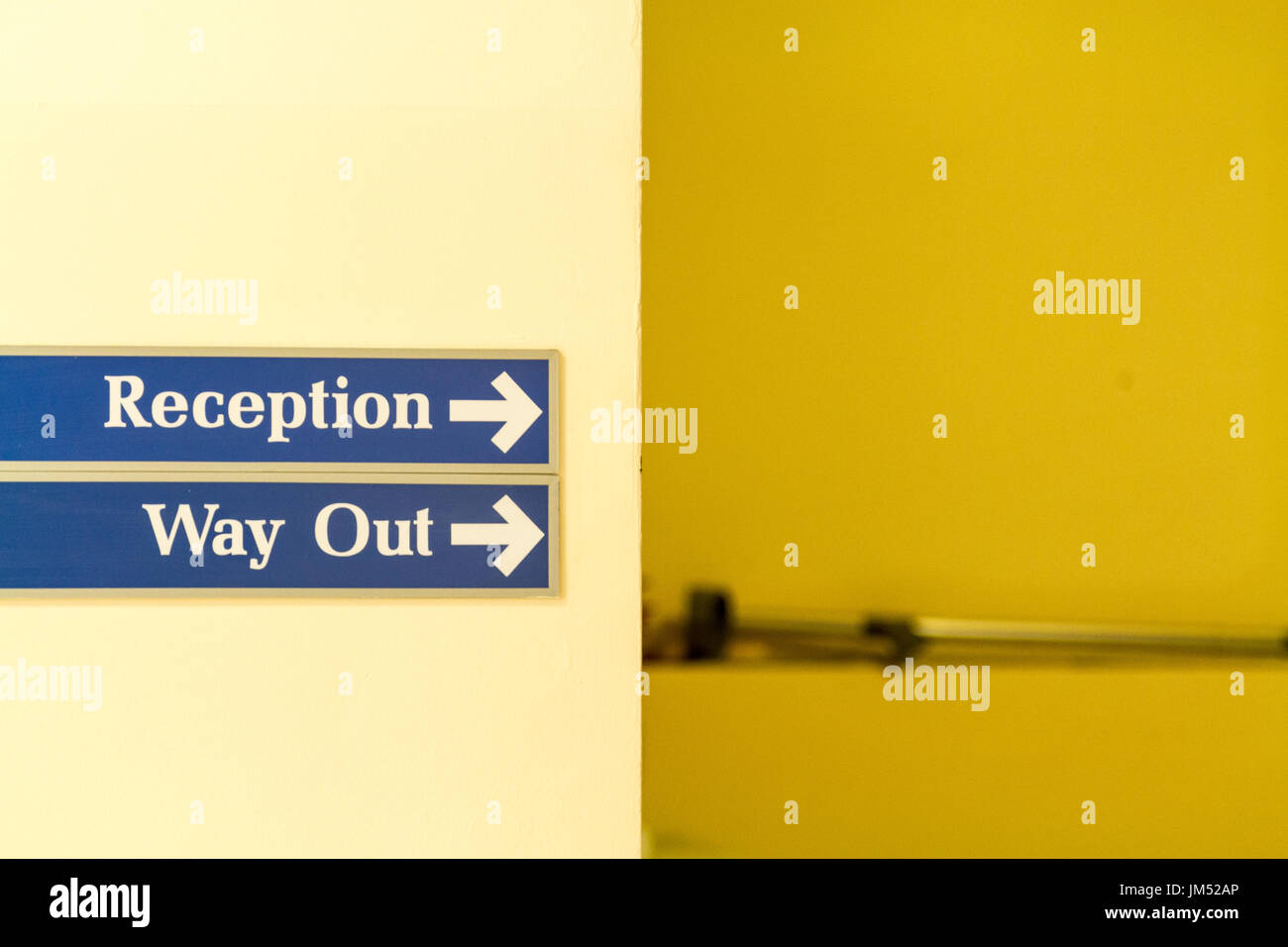Way out - Reception Sign Stock Photo - Alamy