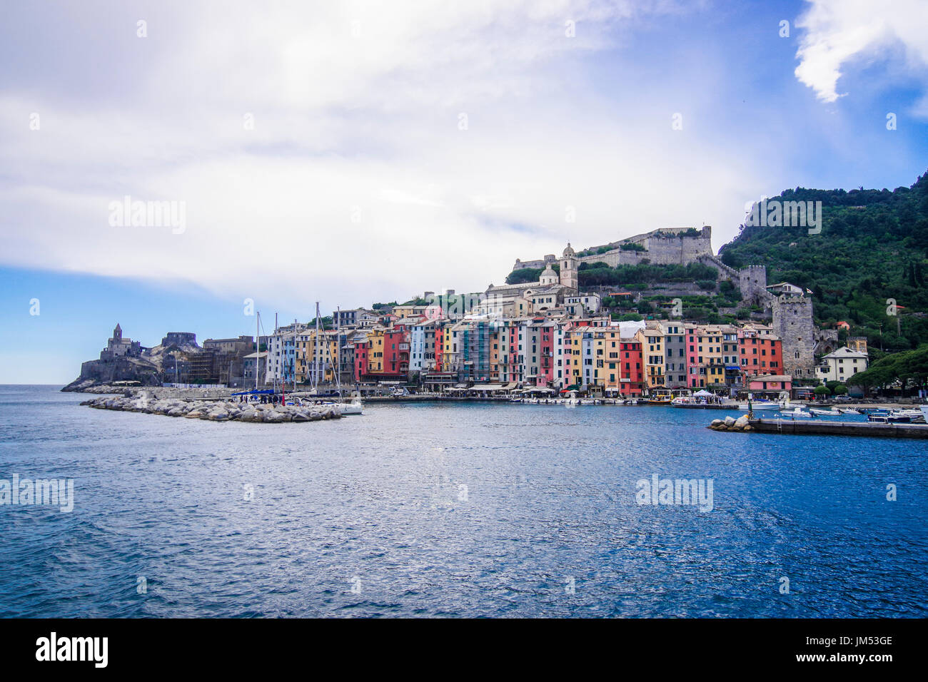 Panorama views of Porto Venere a colorful town on the Ligurian coast of ...