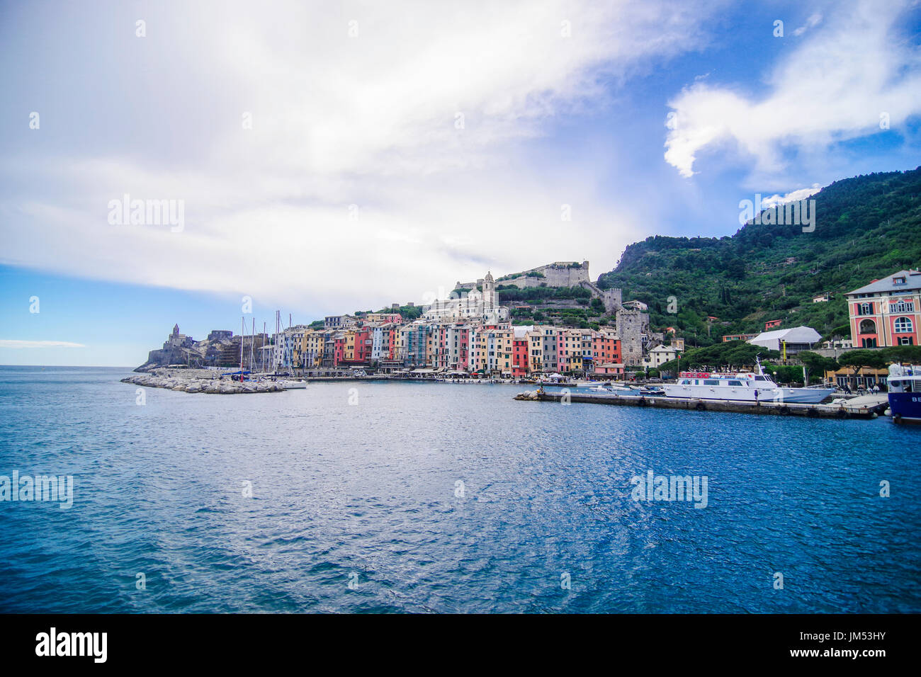 Panorama views of Porto Venere a colorful town on the Ligurian coast of ...