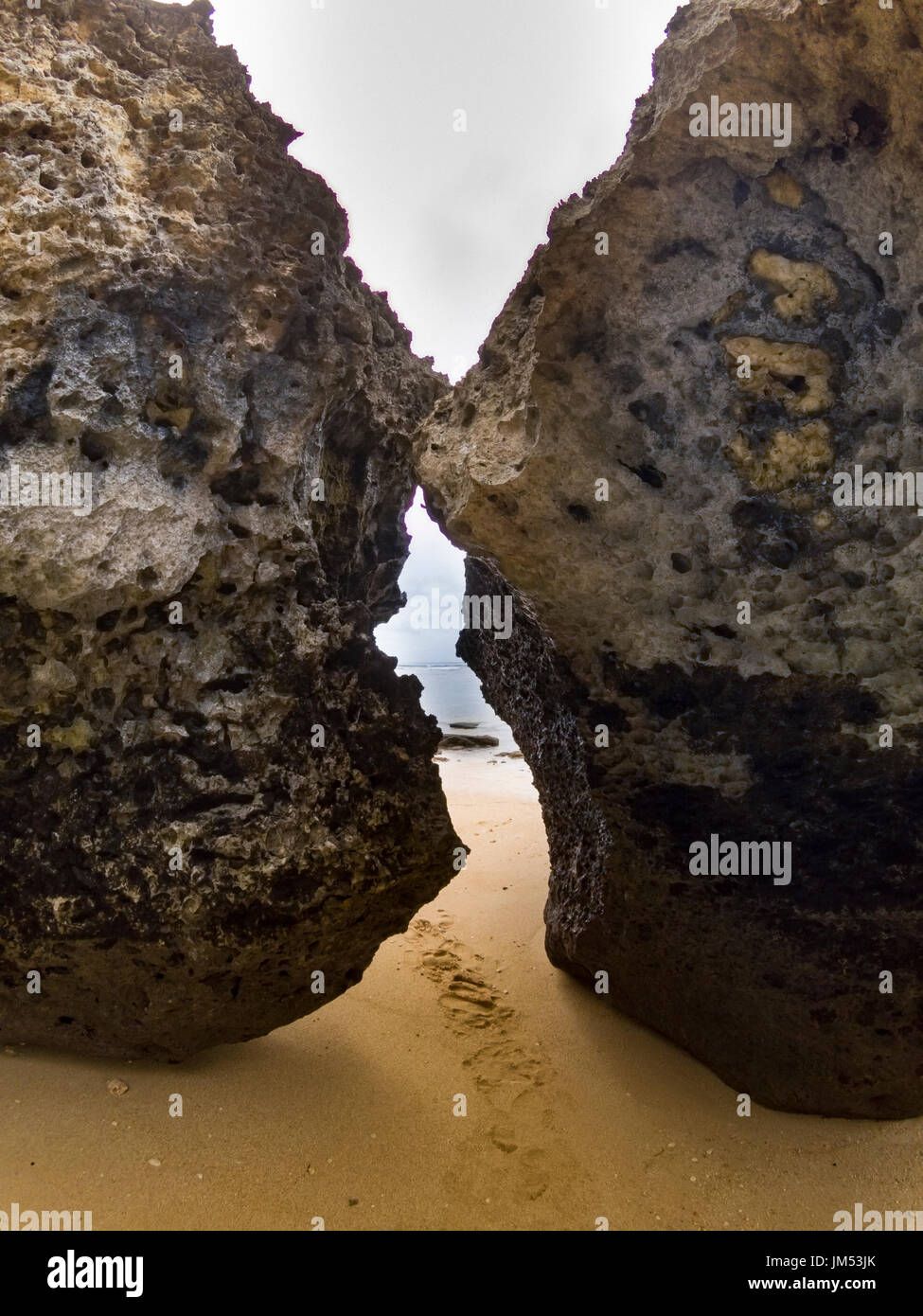 Big rocks and landscape at Padang Padang beach in Bali island Indonesia ...