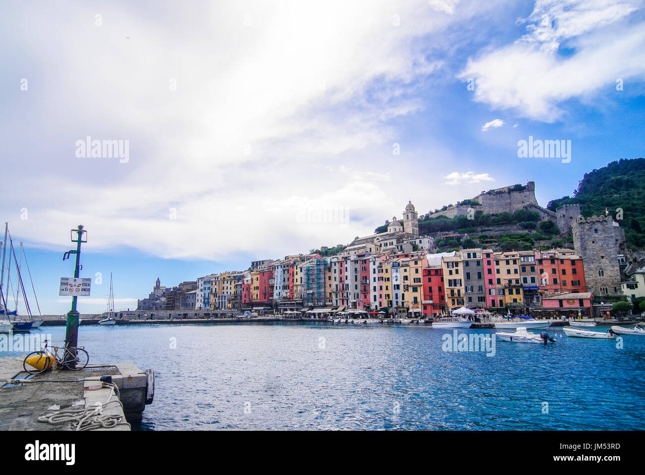 Panorama views of Porto Venere a colorful town on the Ligurian coast of ...