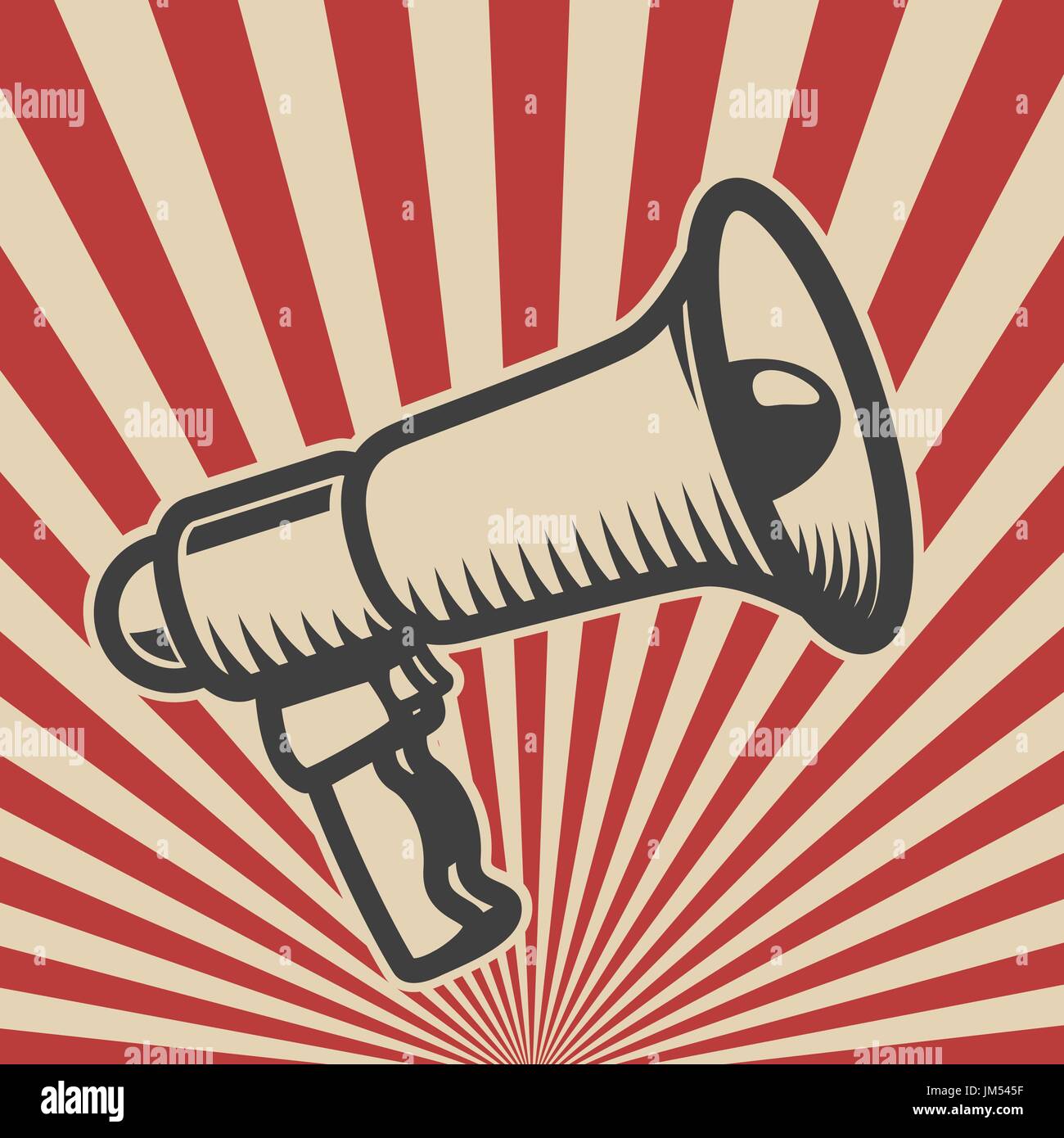 Vintage megaphone on retro style background. Design element for poster ...