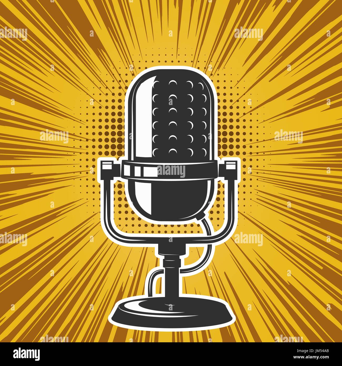 retro microphone on vintage background. Design element for poster ...