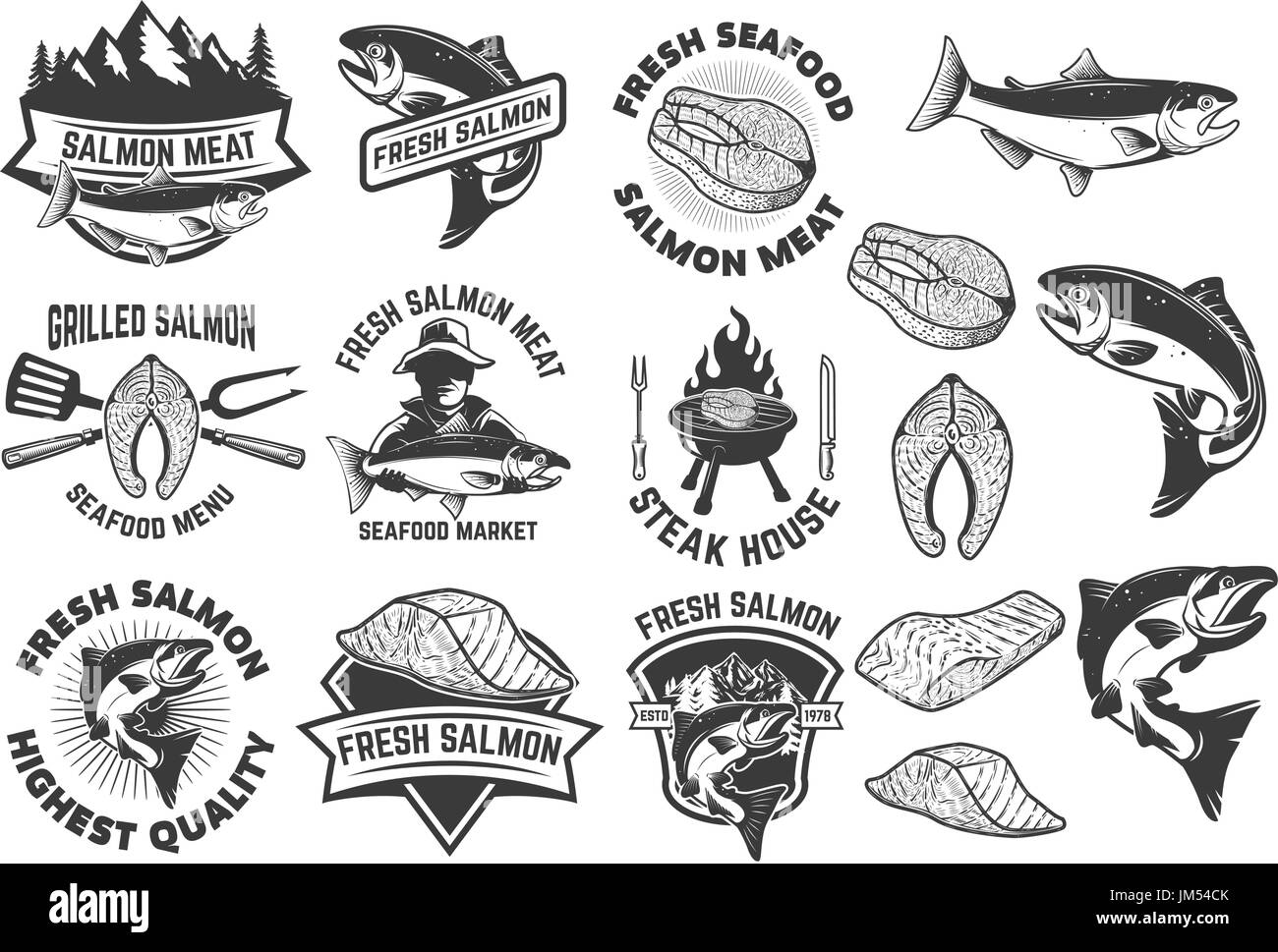 Vintage fish slice Stock Vector Images - Alamy