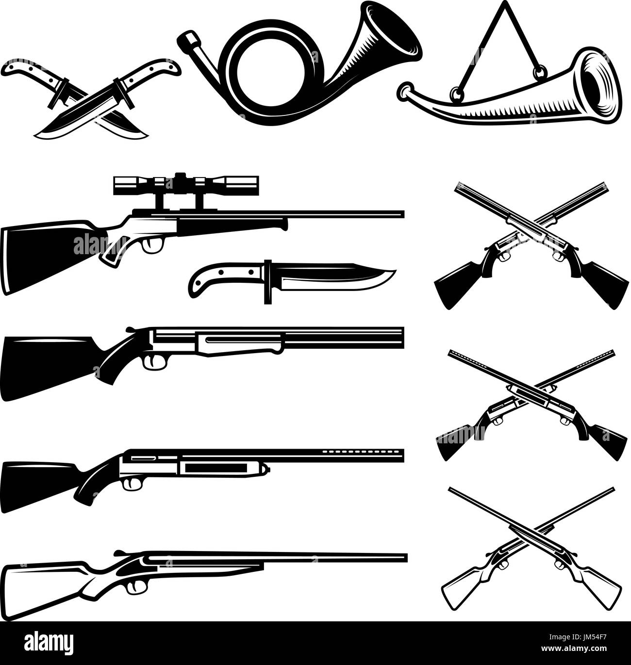 Set of hunting weapon isolated on white background. Design element for logo label emblem sign. Vector illustration Stock Vector Image Art Alamy
