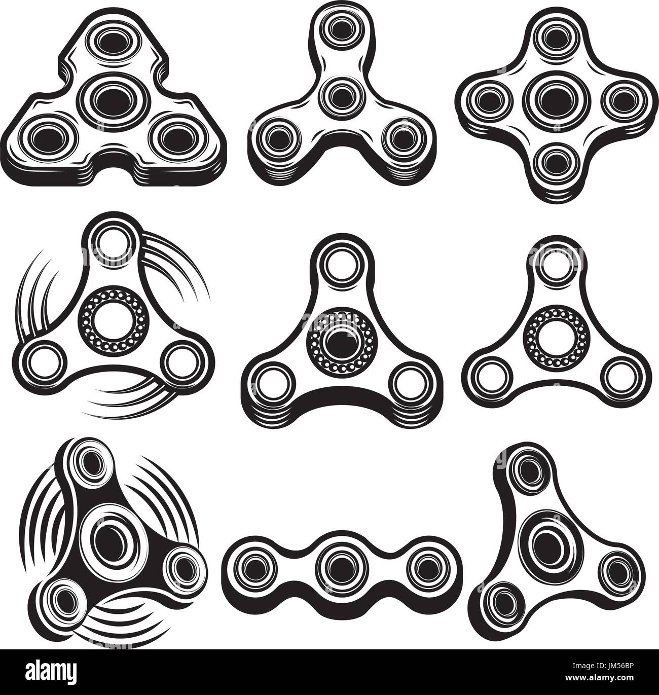Set of the hand spinner icons isolated on white background. Design ...