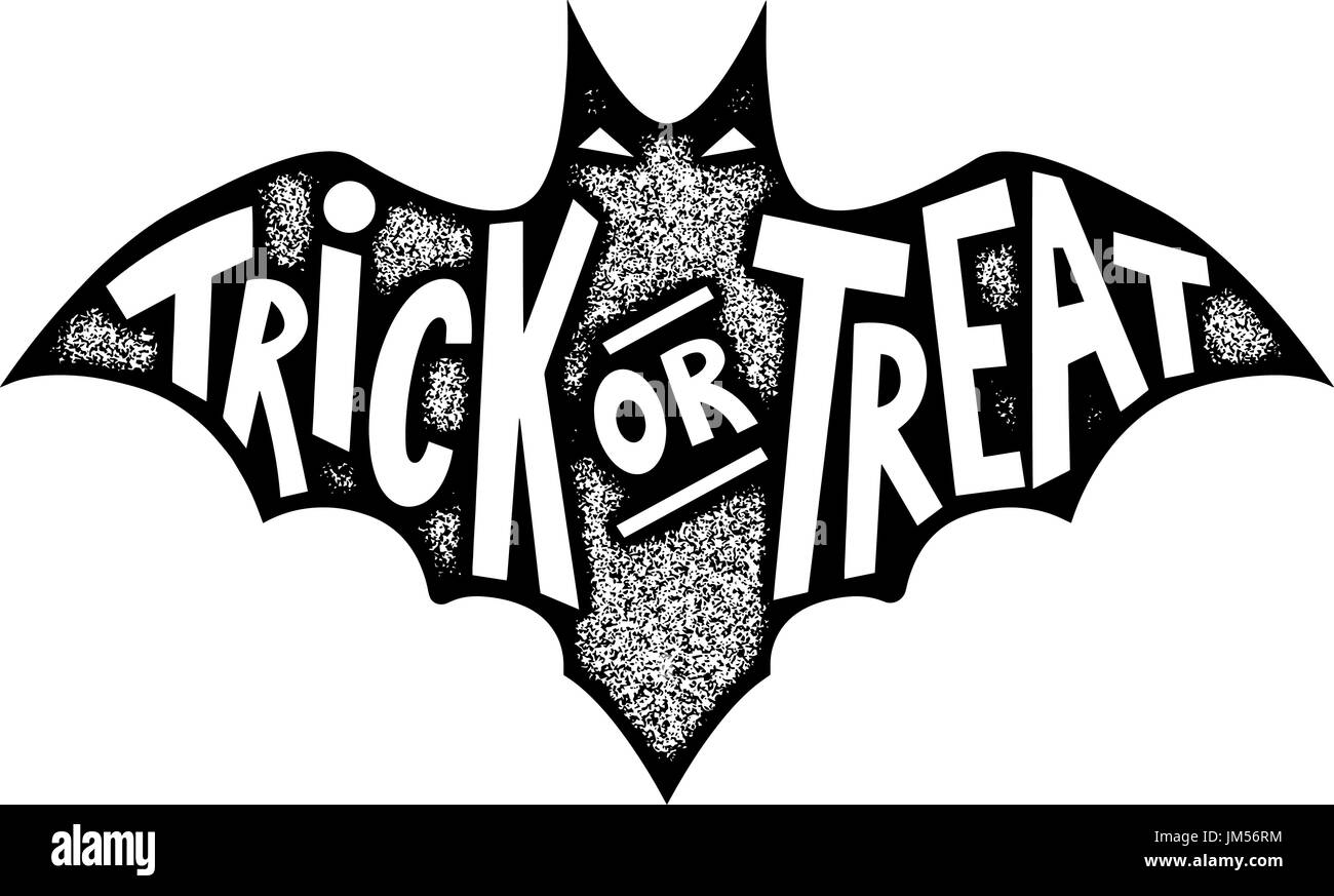 Trick or treat. Bat silhouette isolated on white background. Halloween ...