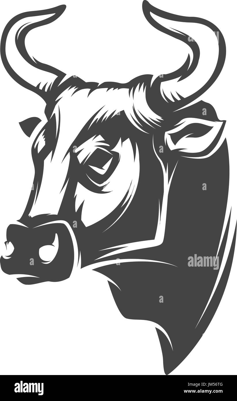 bull head isolated on white background. Vector illustration Stock ...