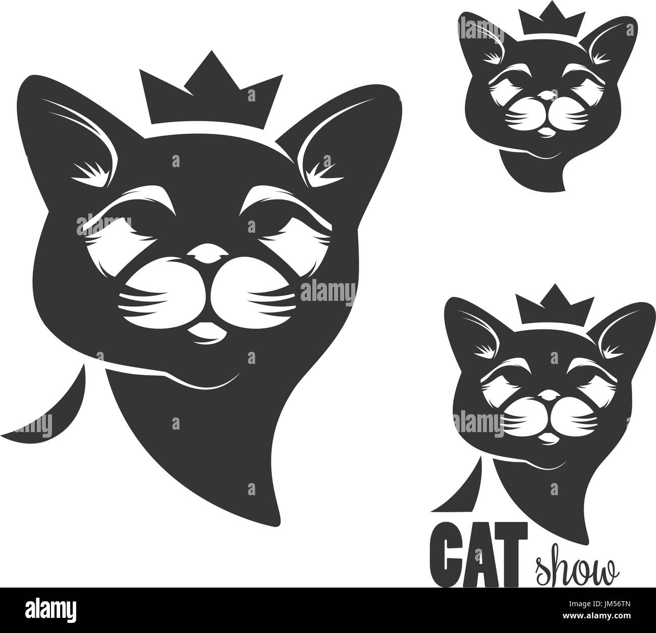 Cat head icon with crown isolated on white background. Design elements ...