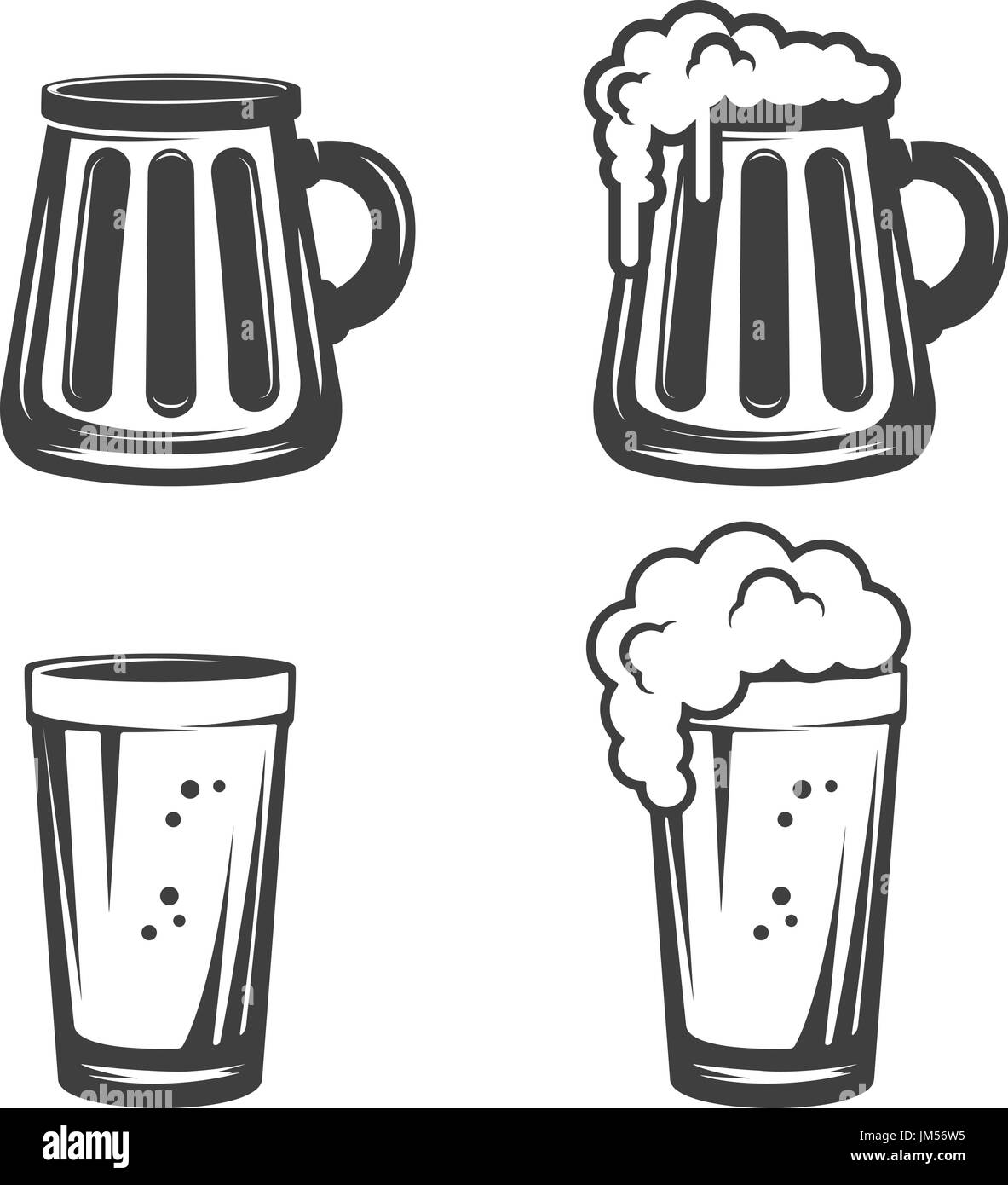 Set of beer mugs icons isolated on white background. Vector ...