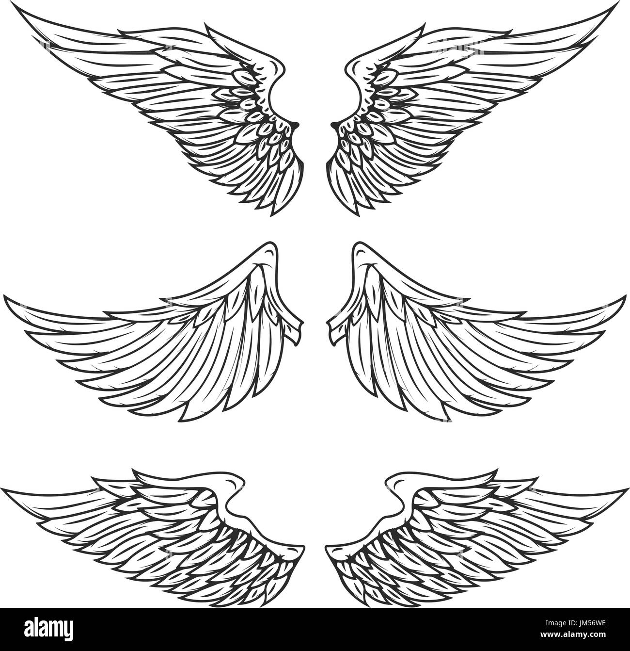 Vintage wings isolated on white background. Design elements for logo ...