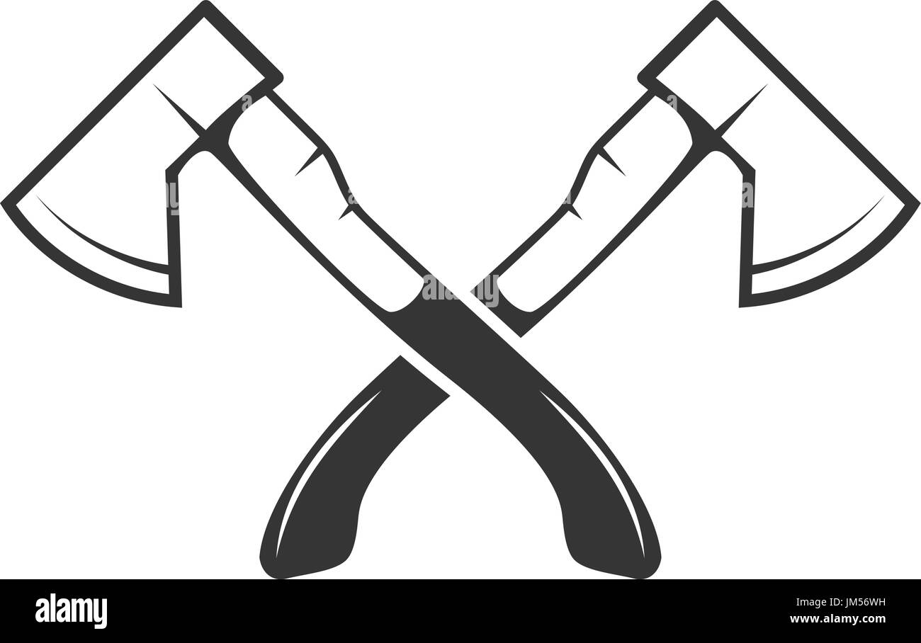 Crossed axes isolated on white background. Vector illustration Stock ...