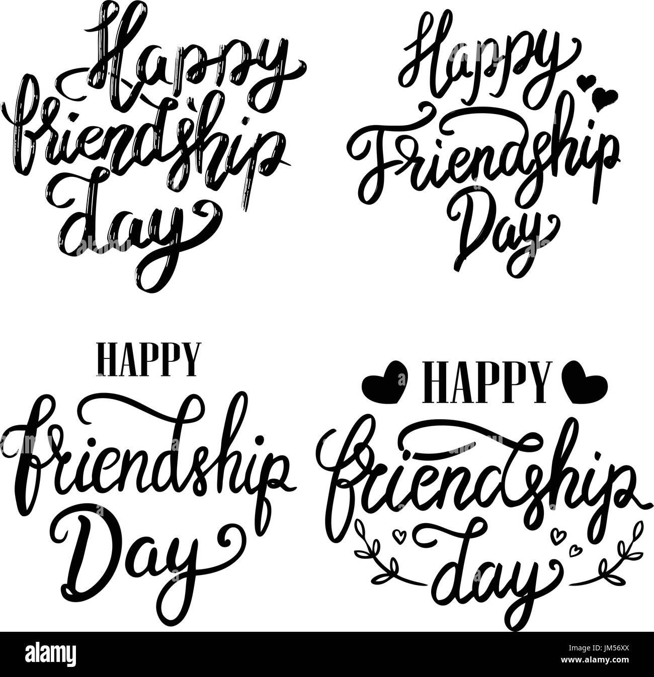 Happy Friendship Day Set Of Hand Drawn Lettering Phrases On White happy-friendship-day-set-of-hand-drawn-lettering-phrases-on-white