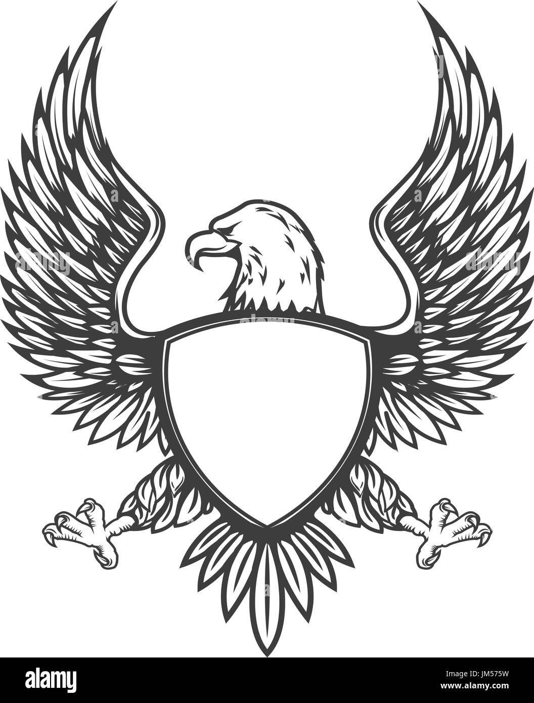Eagle with shield isolated on white background. Design element for ...