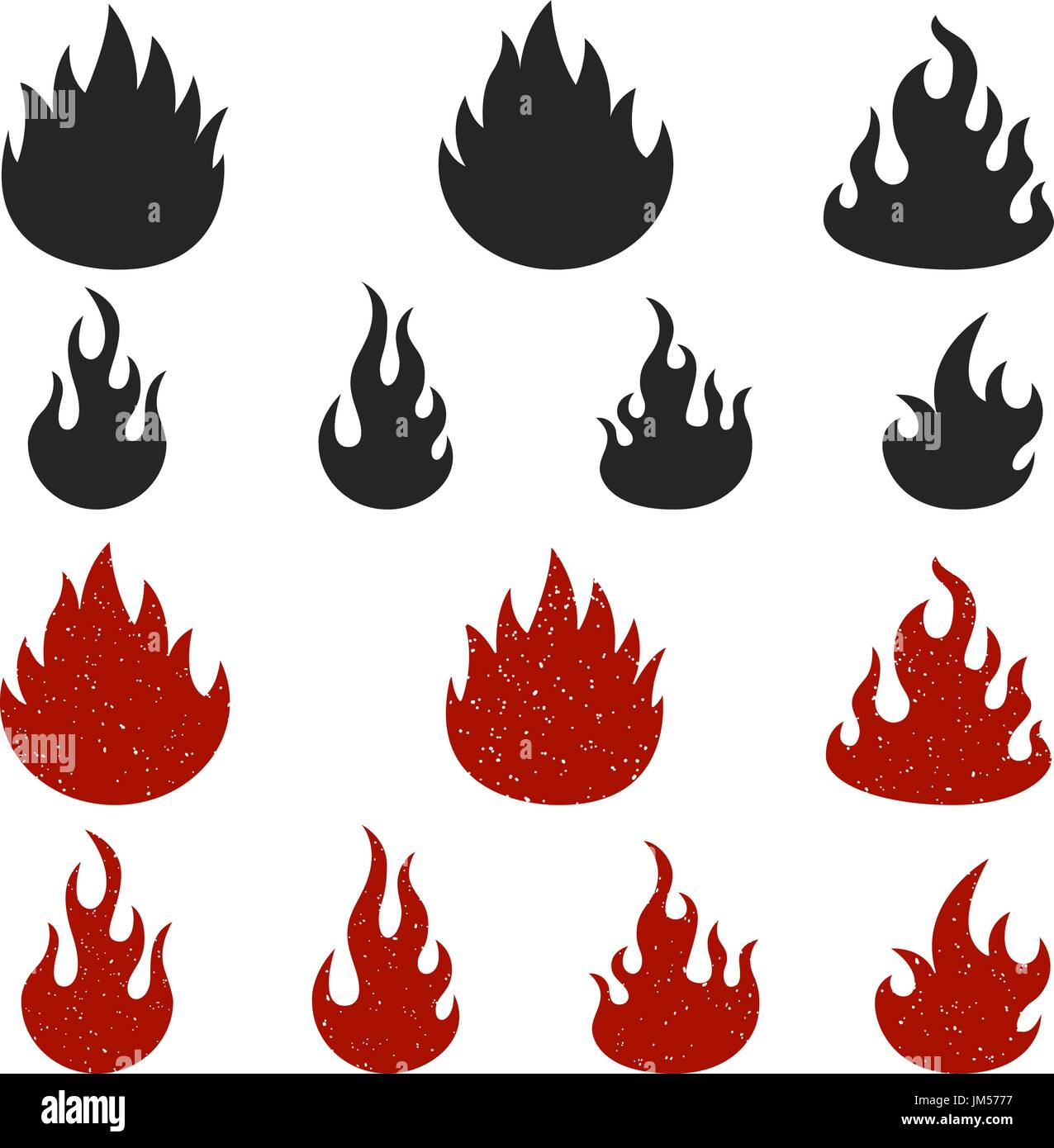 Set of fire icons isolated on white background. Vector illustration ...
