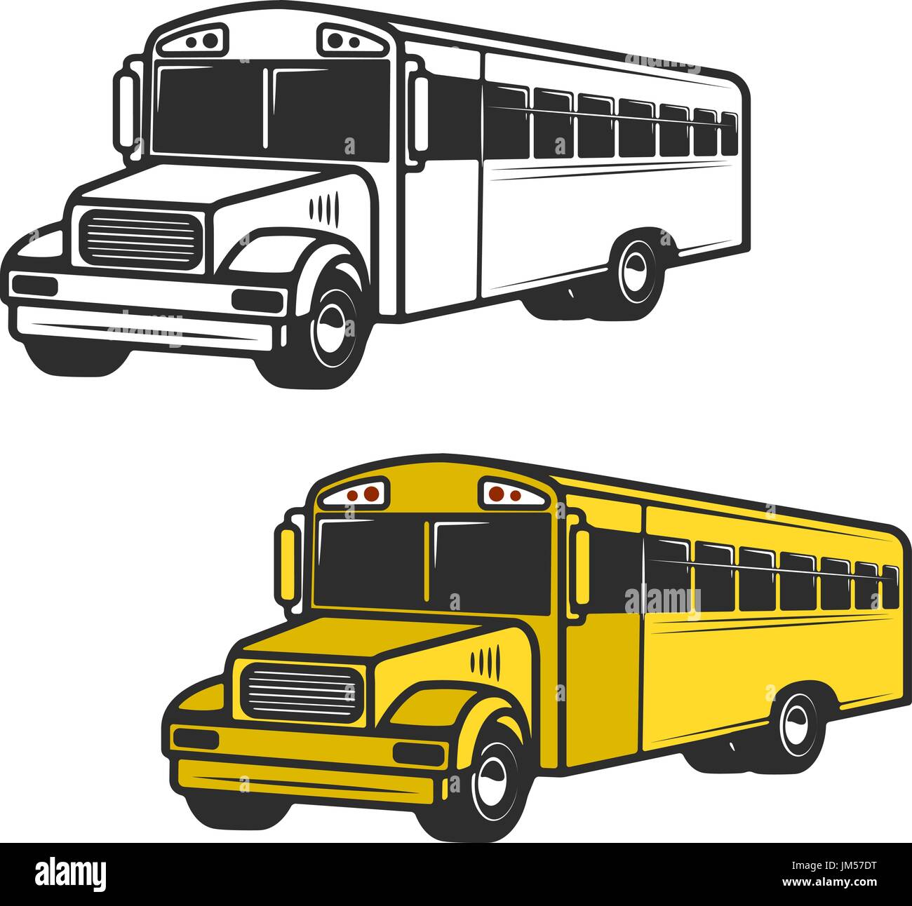 Set of school buses icons isolated on white background. Design elements ...