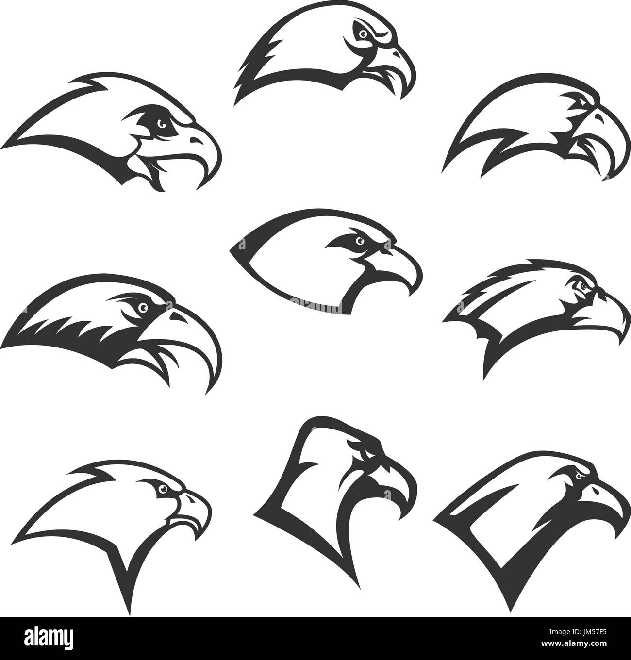 set of eagle heads icons isolated on white background. Design element ...