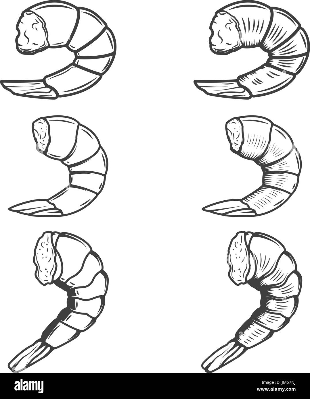 Set of shrimp tails isolated on white background. Seafood. Design ...
