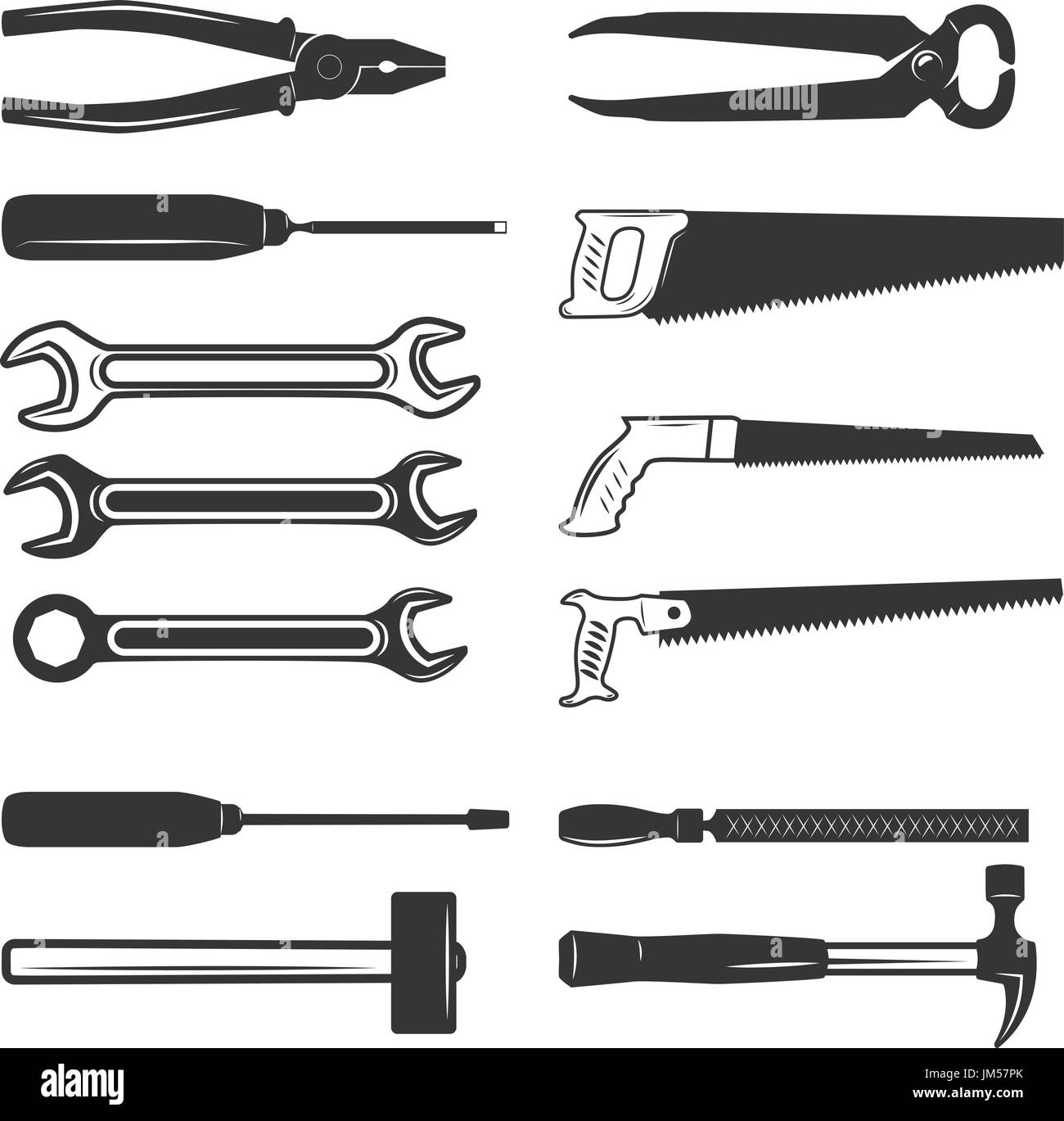 Set of the working tools isolated on white background. Design elements ...