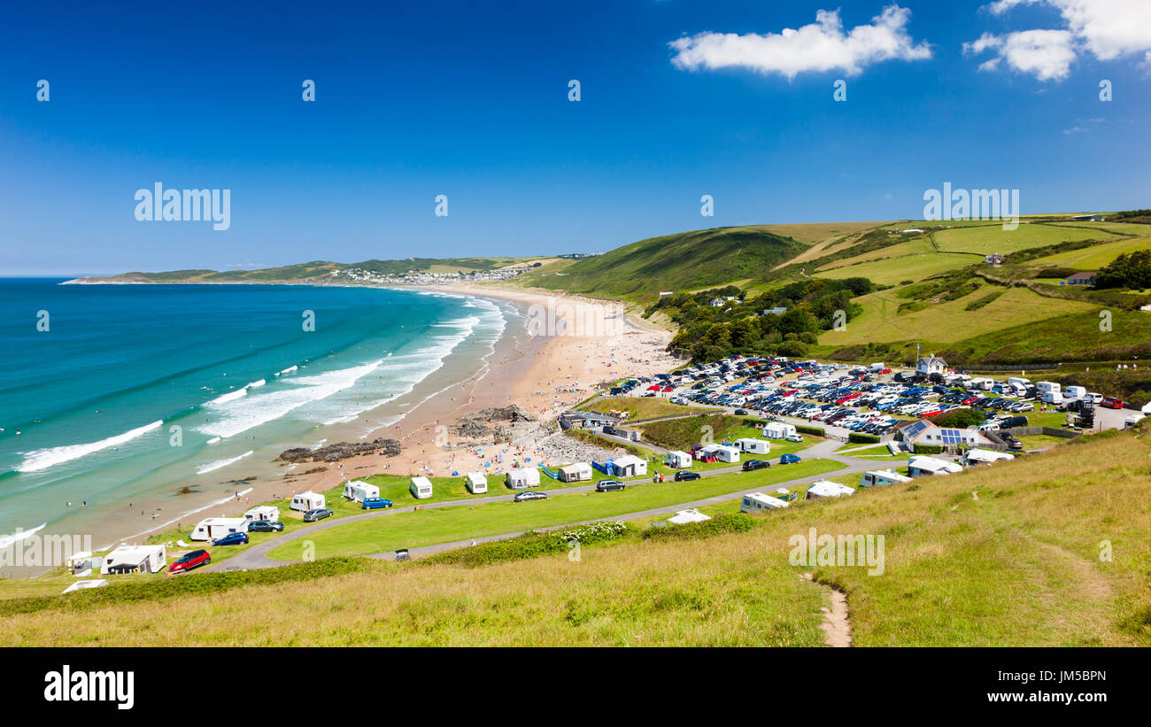Overlooking the beautiful golden sandy beach at Putsborough Sands Devon ...