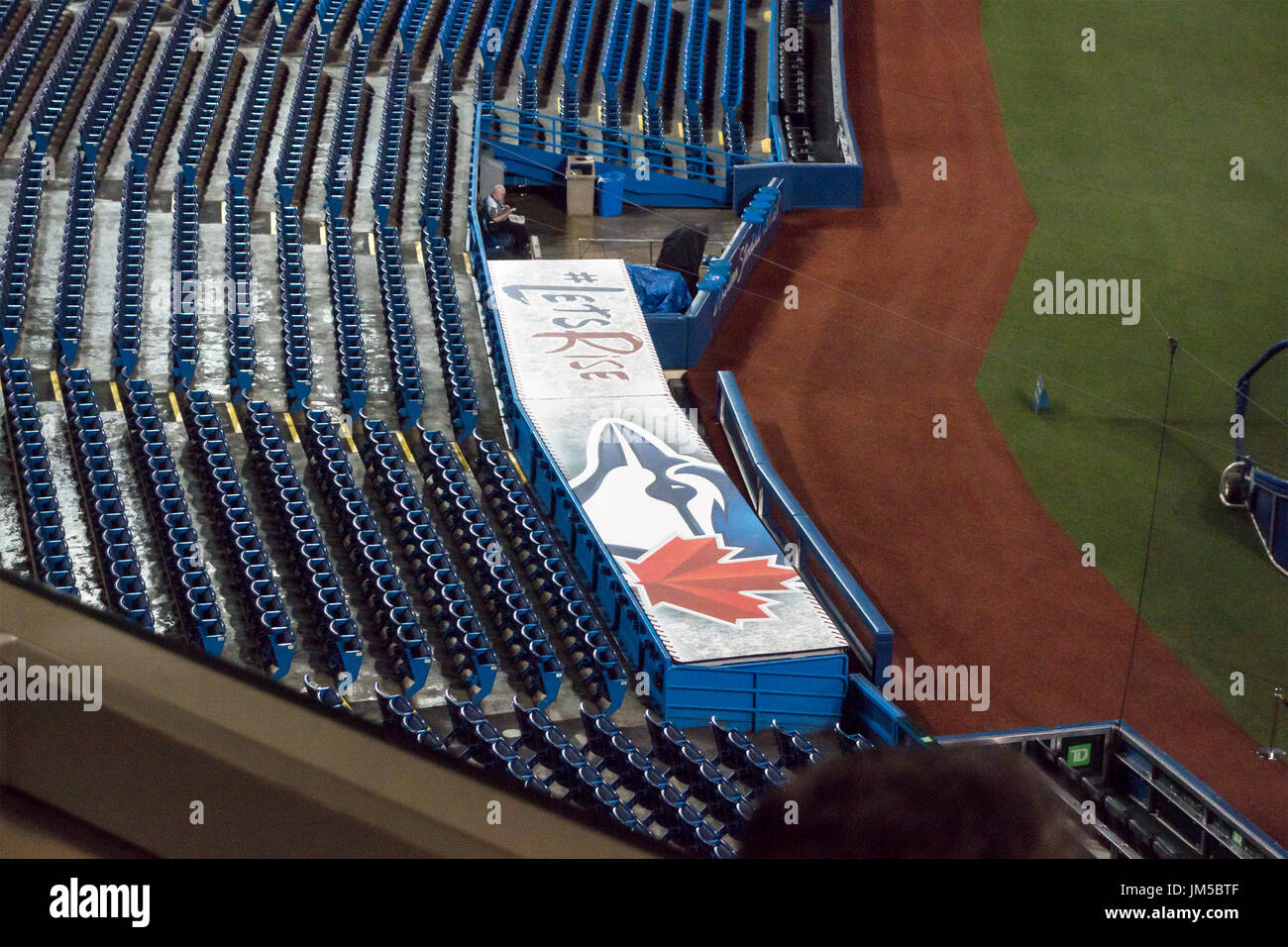 Ariel view of the home team Toronto Blue Jays dugout at Rogers Centre ...