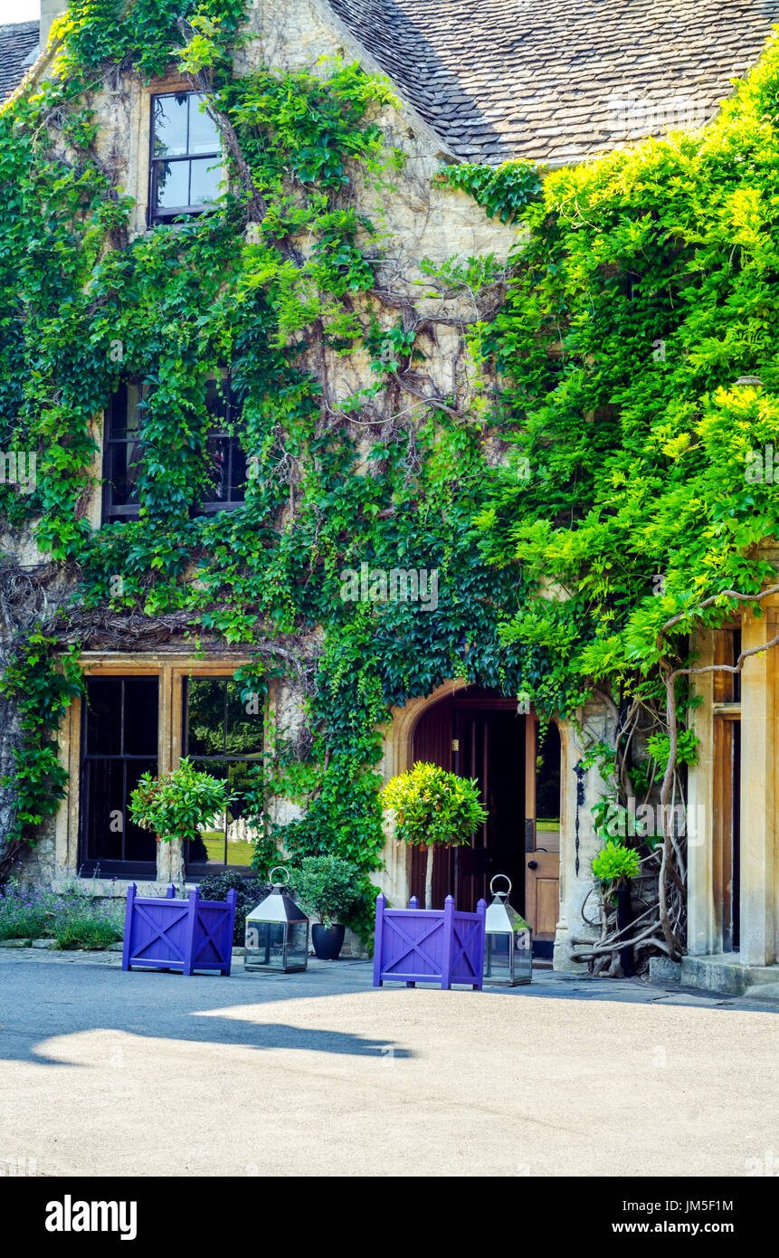Old building stylized for historical castle, characteristic turrets ...