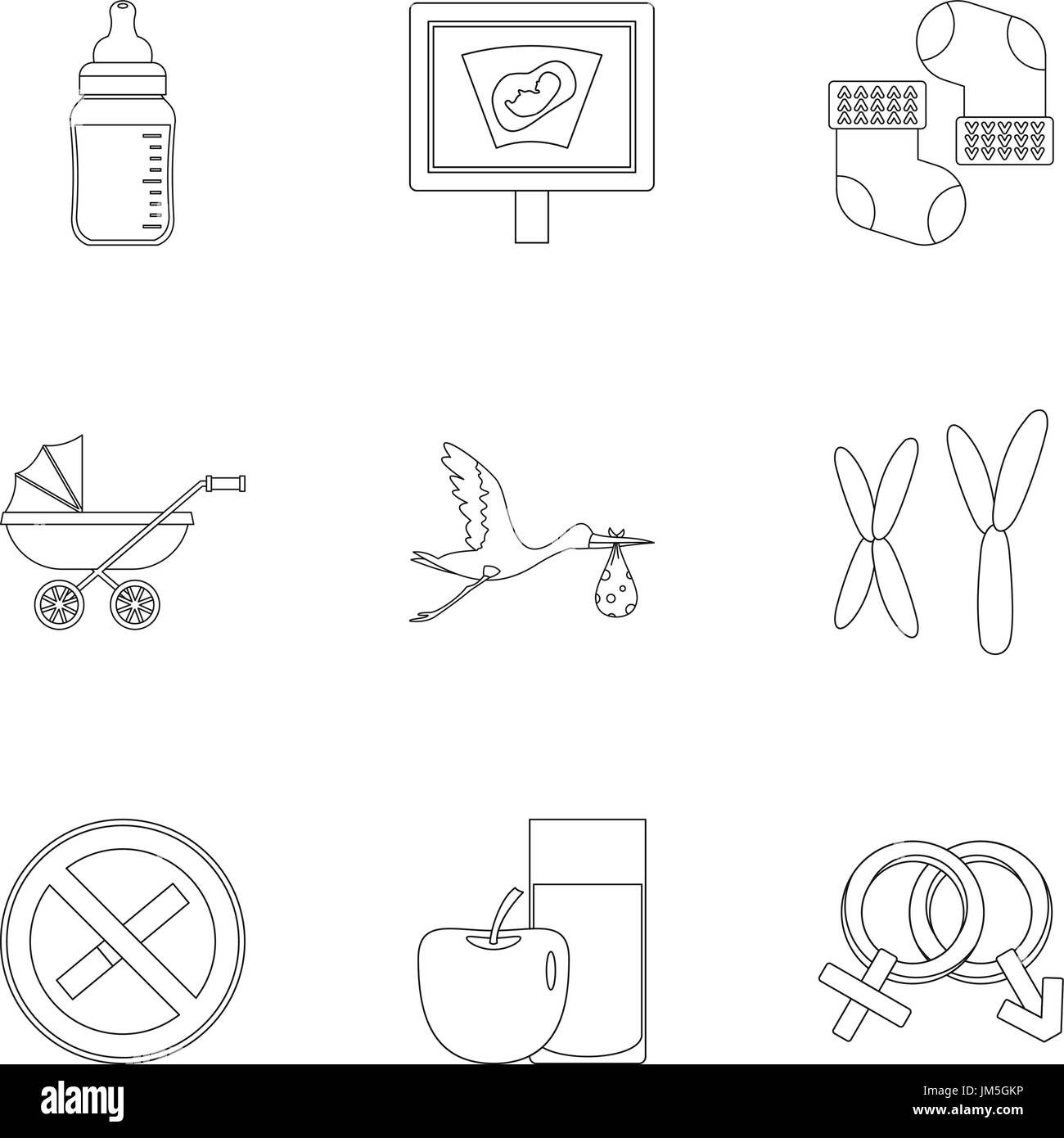 Pregnancy symbols icons set, outline style Stock Vector Image & Art - Alamy