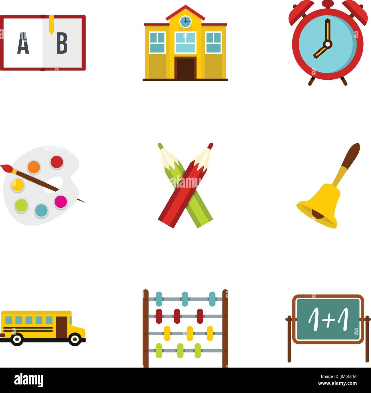 Primary school icons set, flat style Stock Vector Image & Art - Alamy