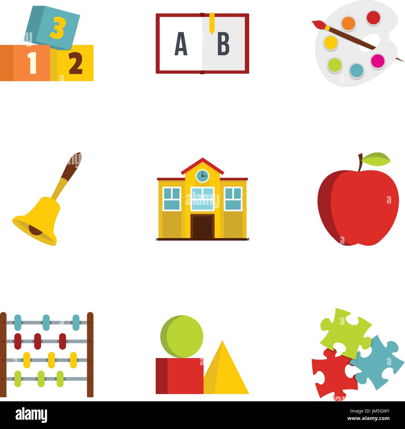 Kindergarten icons set, flat style Stock Vector Image & Art - Alamy