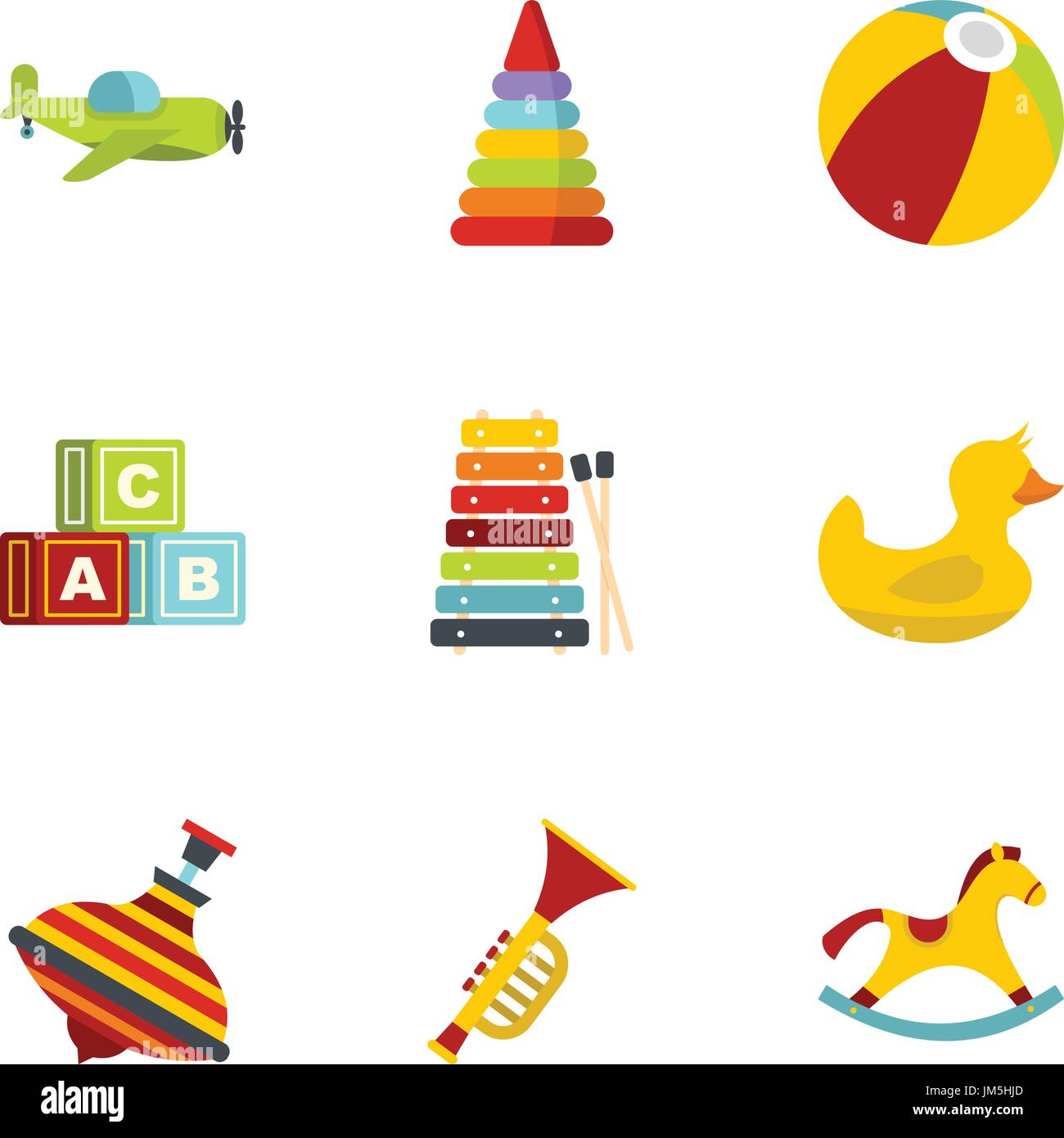 Kid toys icons set, flat style Stock Vector Image & Art - Alamy