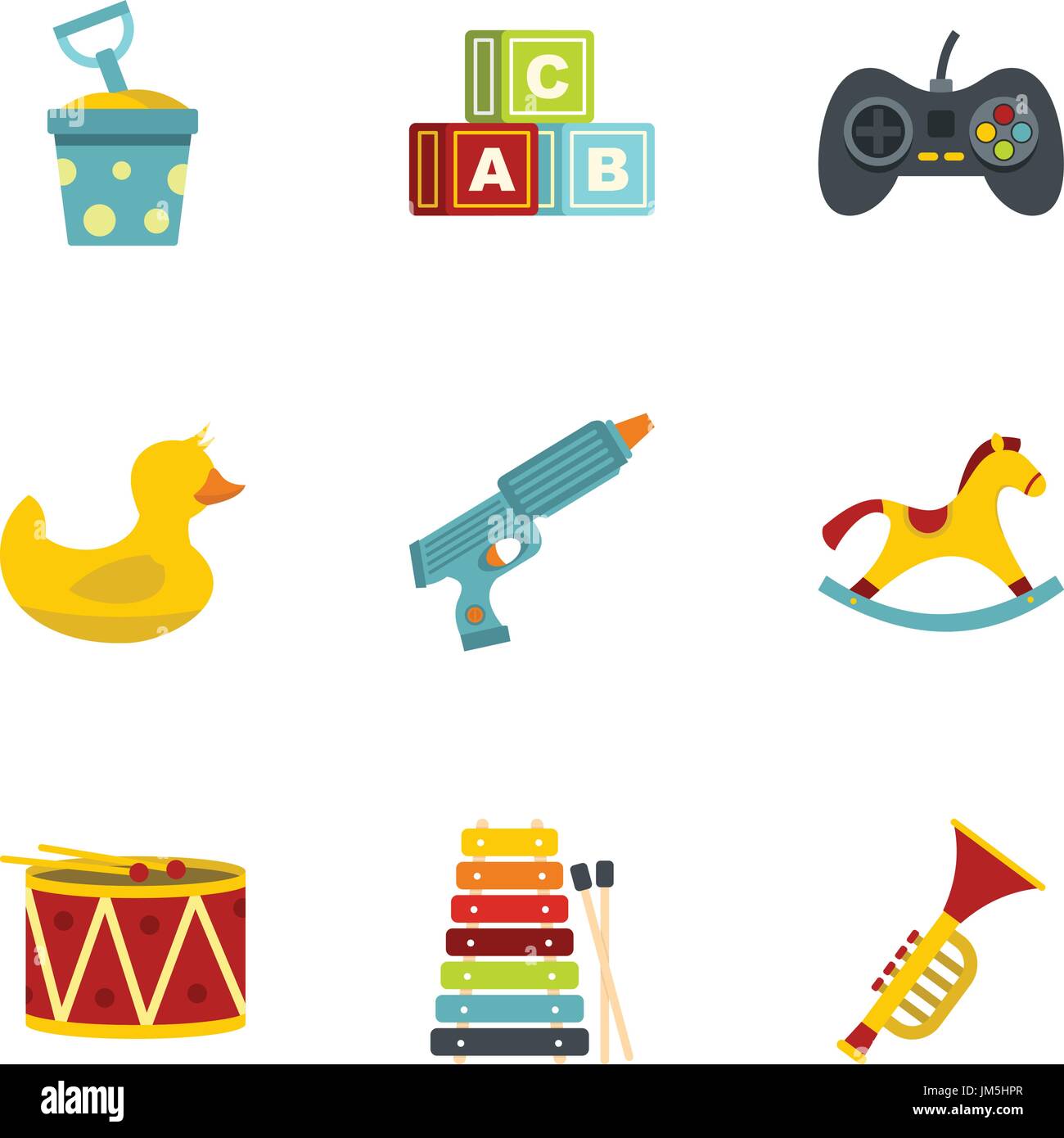 Toys icons set, flat style Stock Vector Image & Art - Alamy