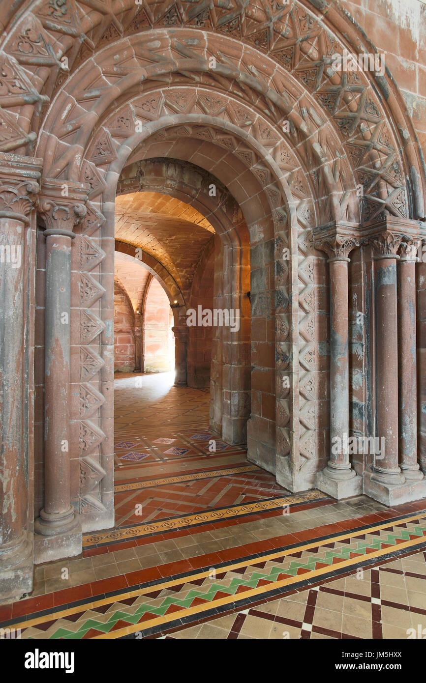 Norton Priory Museum & Gardens. The 12th century Norman archway with ...