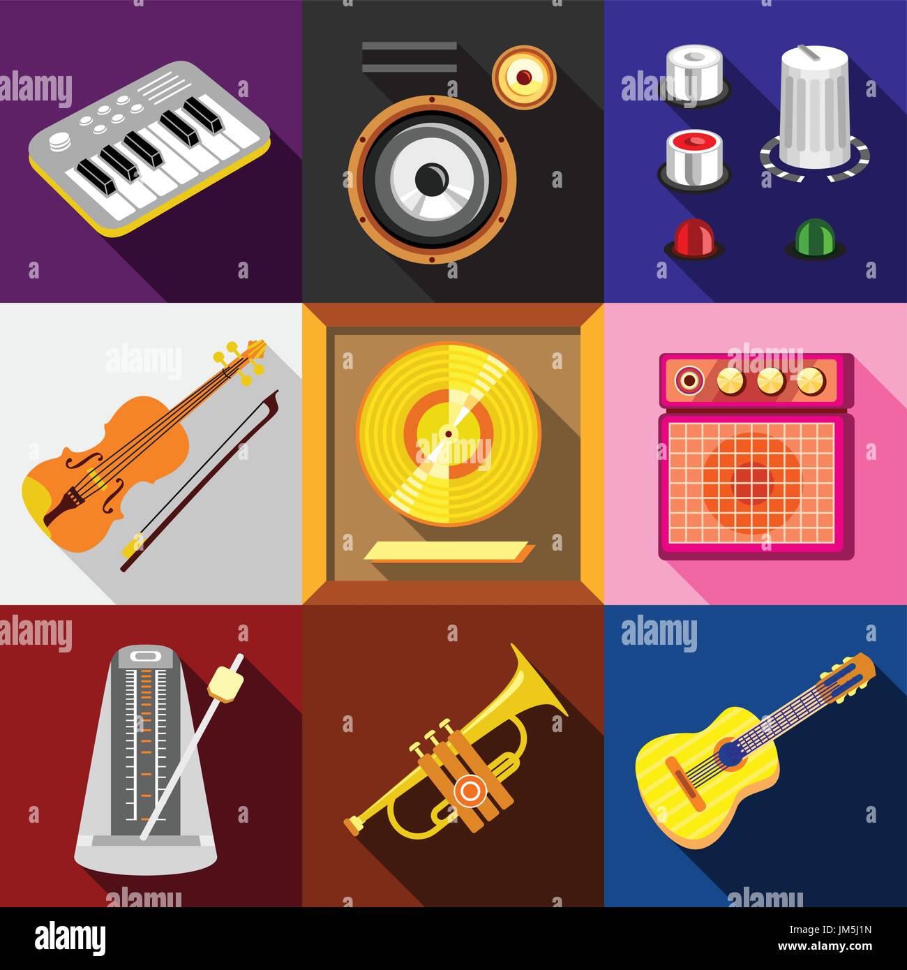 Musical instruments icons set, flat style Stock Vector Image & Art - Alamy