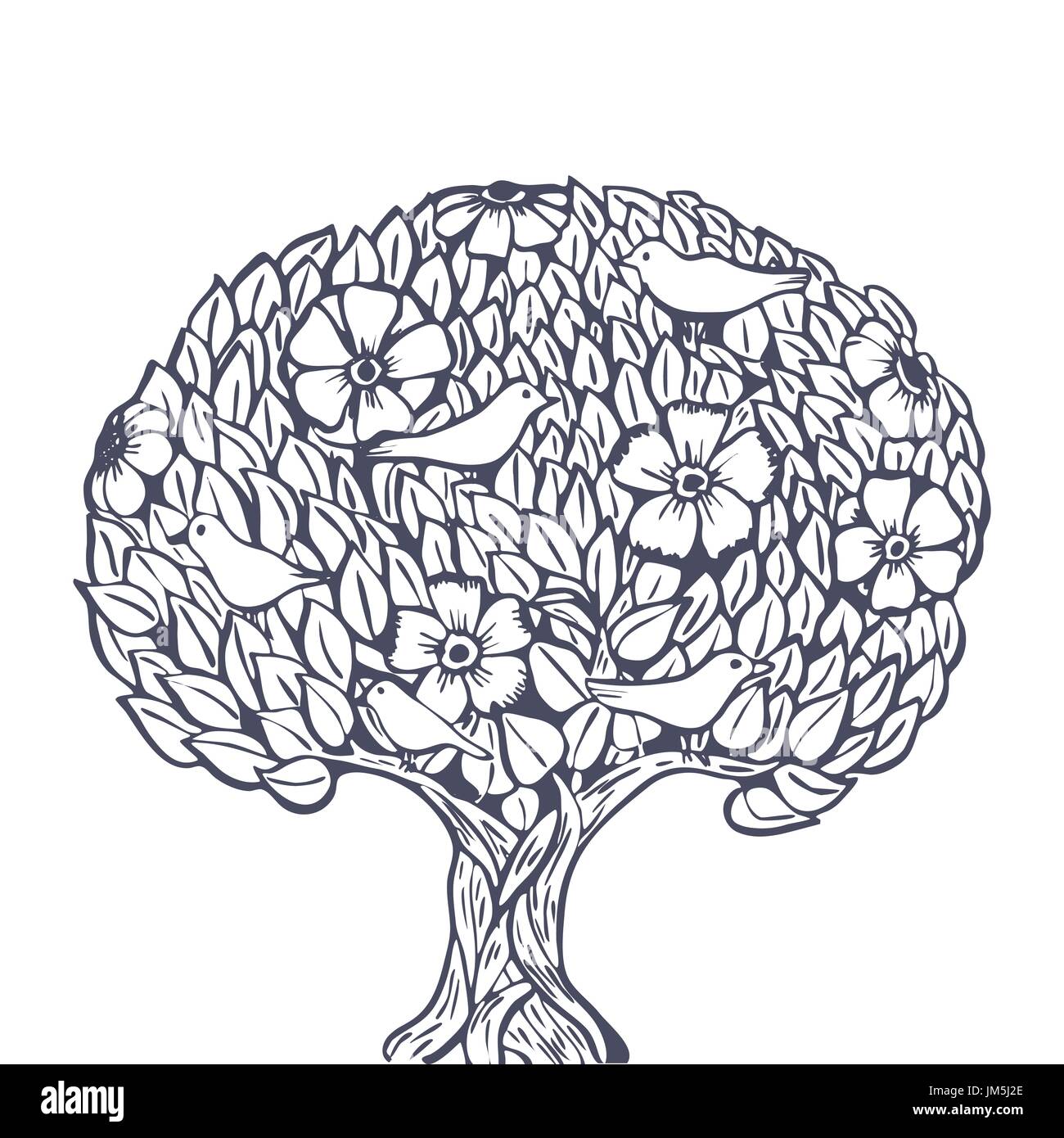 Vector illustration of the flyer, brochure or template design with tree ...